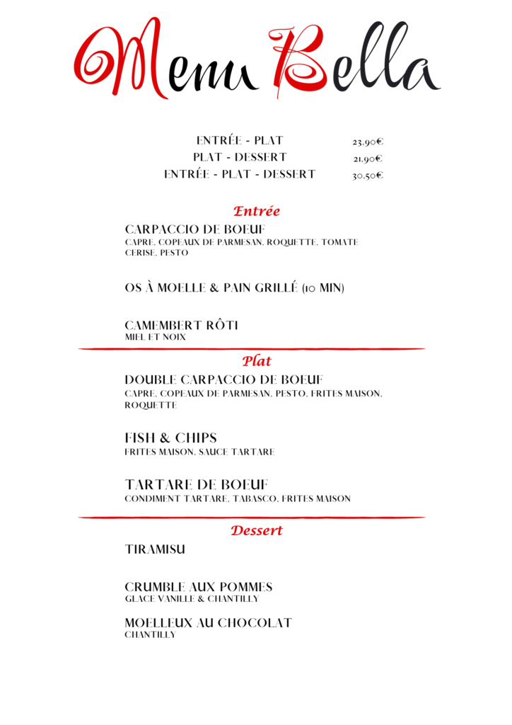 La carte - Bella Francia